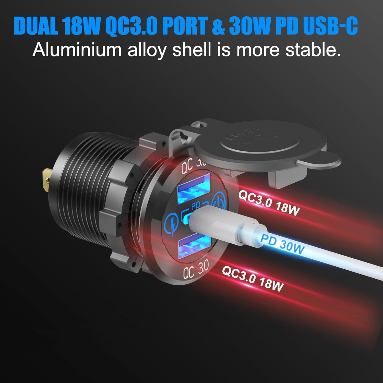 SHIQI-12 Volt USB Outlet RV Accessory 12V Marine Switch Panel, Dual ...