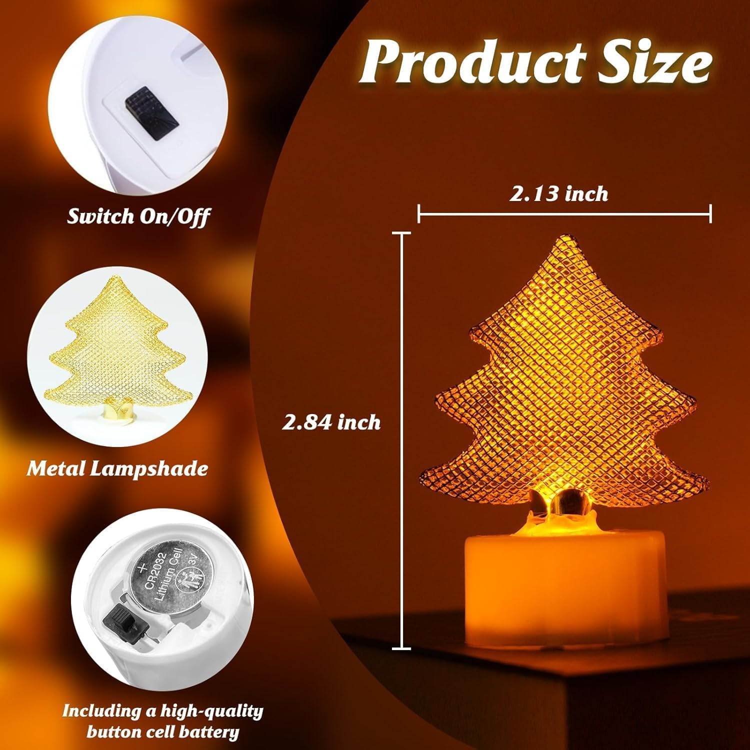 SHIQI-12PCS Christmas Tree Tea Lights Candles(Ironwork), LED Flameless ...