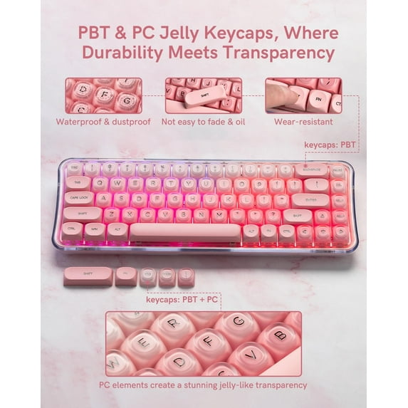 SHIQI-132 Keys PBT Keycaps, Jelly Keycaps Cute Custom Creamy Key caps ...