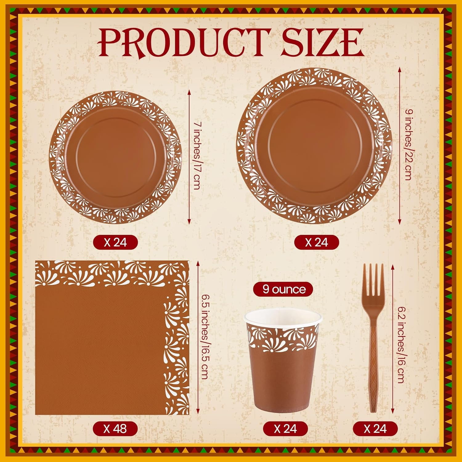 SHIQI-144 Pieces Cielito Lindo Party Decoration, Platos De Barro ...