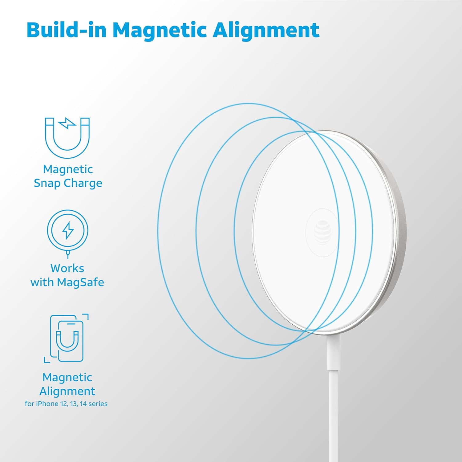 SHIQI-15W Qi Wireless Charging Pad with Secure Magnetic Alignment, Qi ...