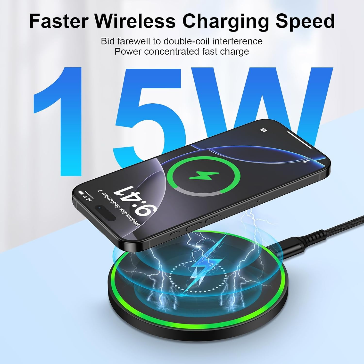 SHIQI-15W Wireless Charger Fast Charging Pad for Motorola Moto G Stylus ...