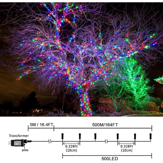 SHIQI-164 FT 500 LED Christmas Lights Outdoor, Waterproof Christmas ...