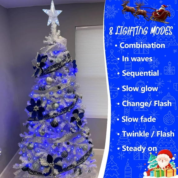 SHIQI-165ft 500 LED Blue Christmas Lights Outdoor Waterproof, Clear ...