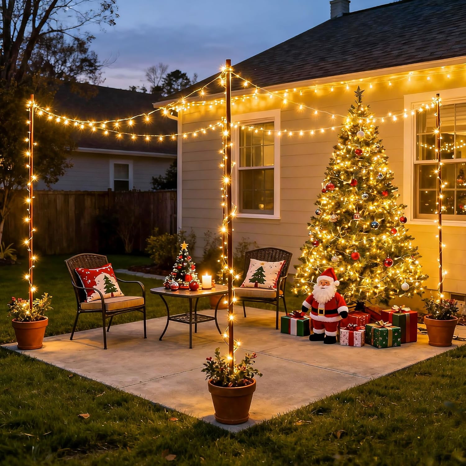 SHIQI-168FT 600 LED Christmas Lights Outdoor Waterproof Clear Wire Warm ...