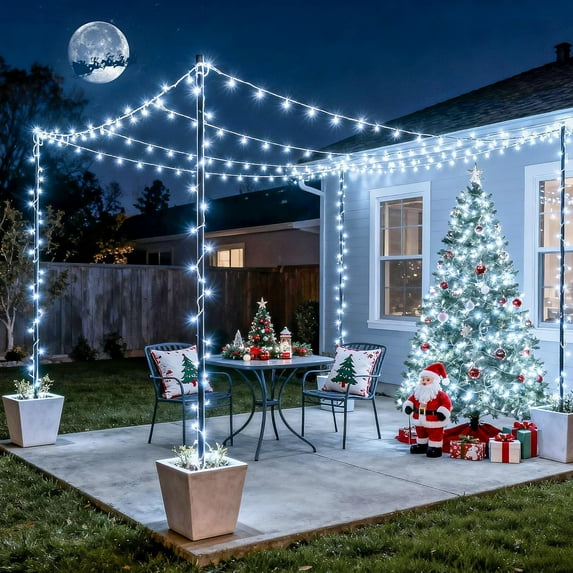 SHIQI-168FT 600 LED White Christmas Lights Outdoor with Remote Indoor ...