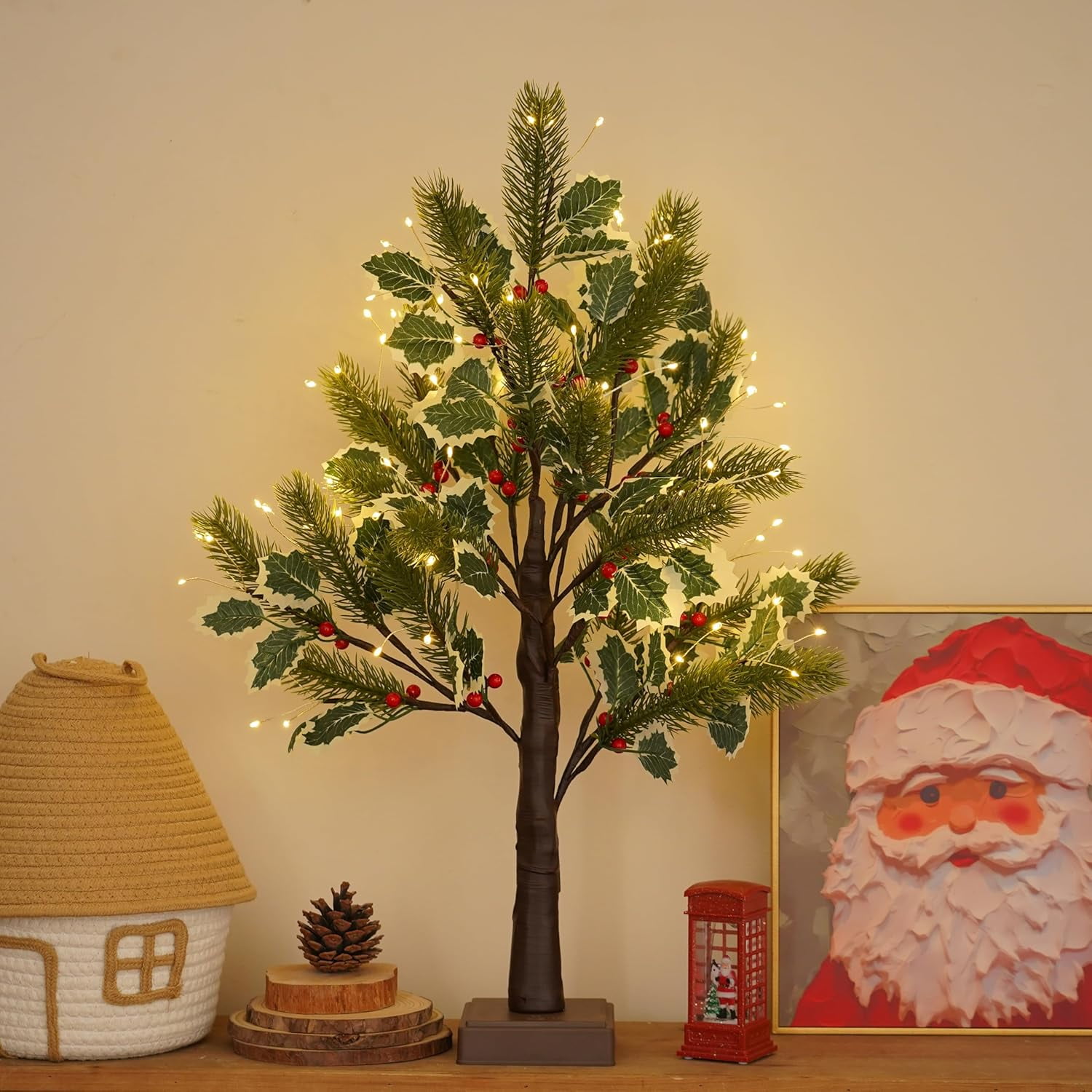 SHIQI-2 FT Christmas Tree with 72 LED Lights, Christmas Decorations ...