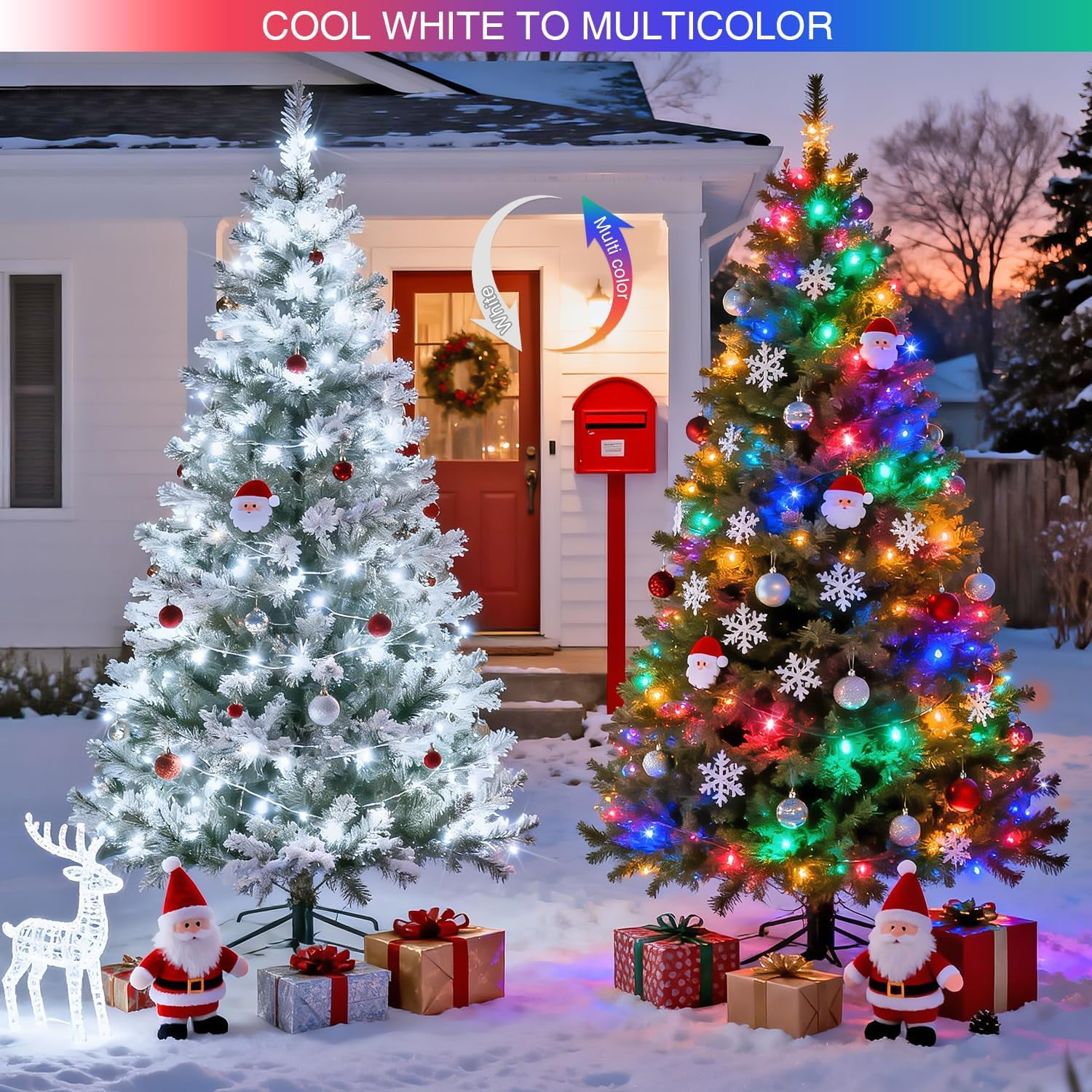 SHIQI-2 Pack 100 LED Color Changing Christmas Lights Indoor, 33ft Cool ...