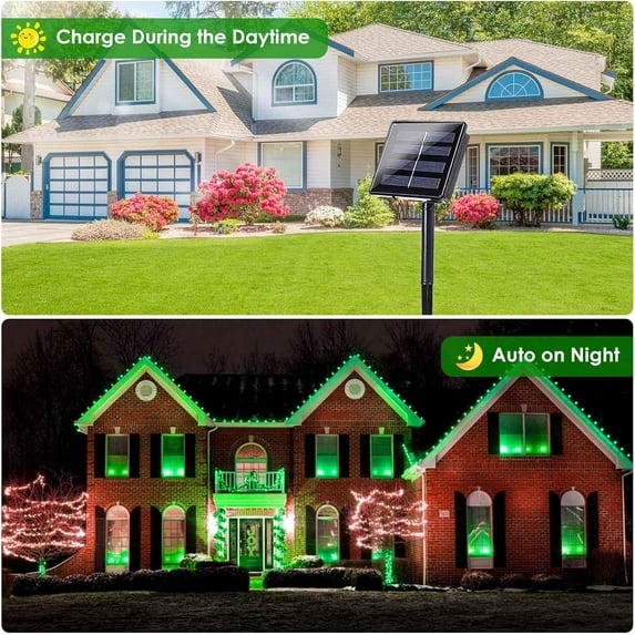 SHIQI-2 Pack 200 LED Solar Christmas Lights Outdoor Waterproof, Solar ...