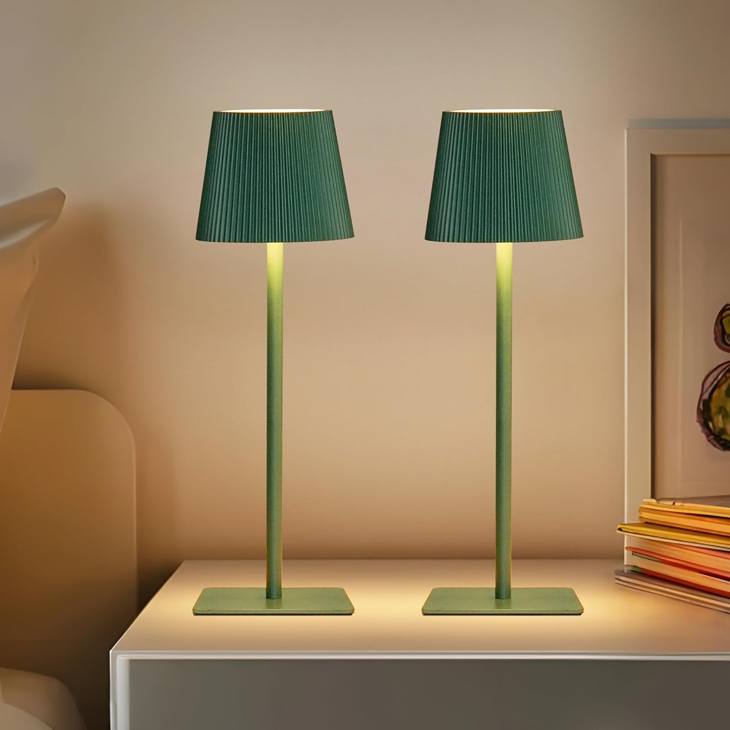 SHIQI-2 Pack Cordless Table Lamp,6000mAh Rechargeable Battery Operated ...