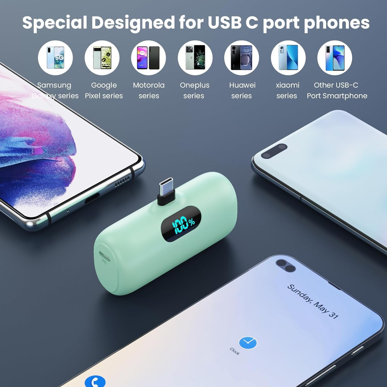 SHIQI-[2-Pack] Mini Portable Charger 5000mAh Power Bank,3A PD USB C ...