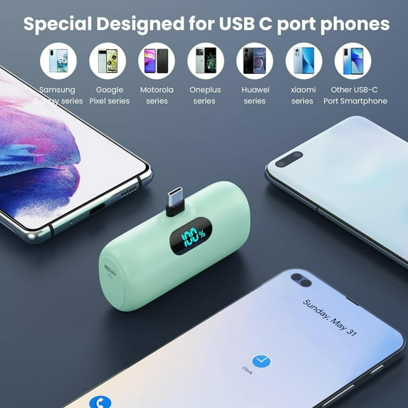 SHIQI-[2-Pack] Mini Portable Charger 5000mAh Power Bank,3A PD USB C ...