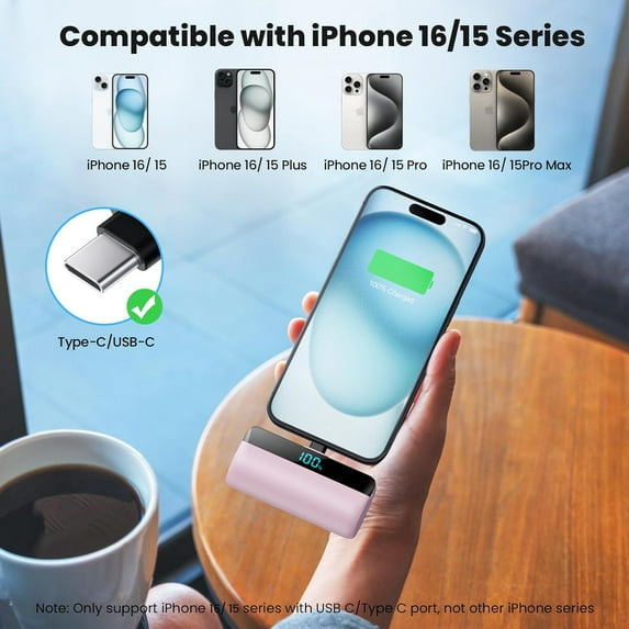 SHIQI-[2-Pack] Mini Portable Charger for iPhone 17/16 Series, Upgraded ...