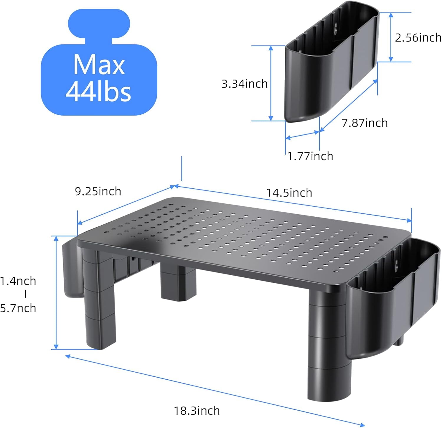 SHIQI-2 Pack Monitor Stand Riser, 3 Height Adjustable Monitor Stand ...