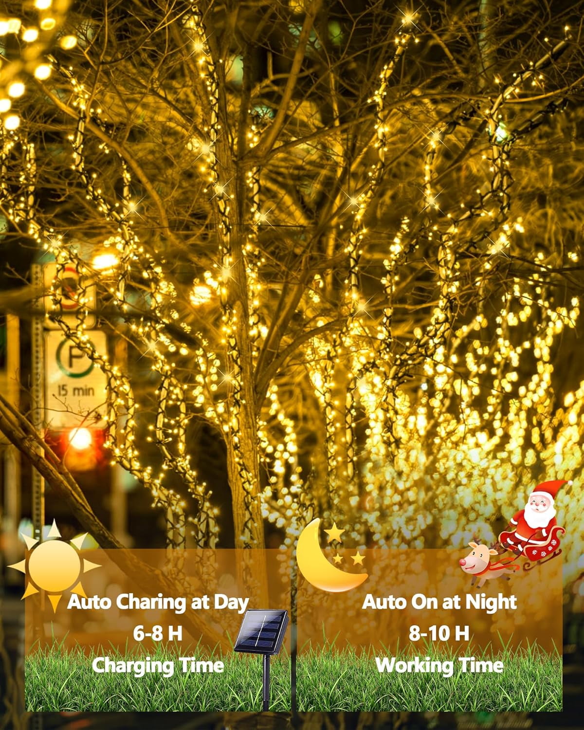 SHIQI-2 Pack Super Long Solar Christmas Lights Outdoor Waterproof, 400 ...
