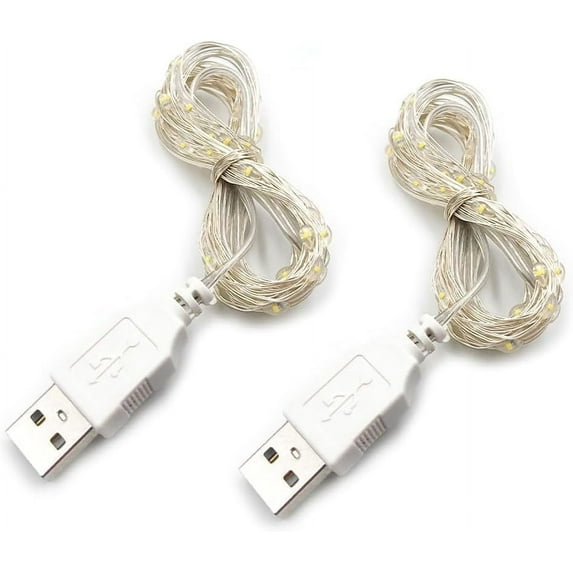 SHIQI-2 Pack USB Fairy Lights USB Powered String Lights Warm Yellow 5 ...