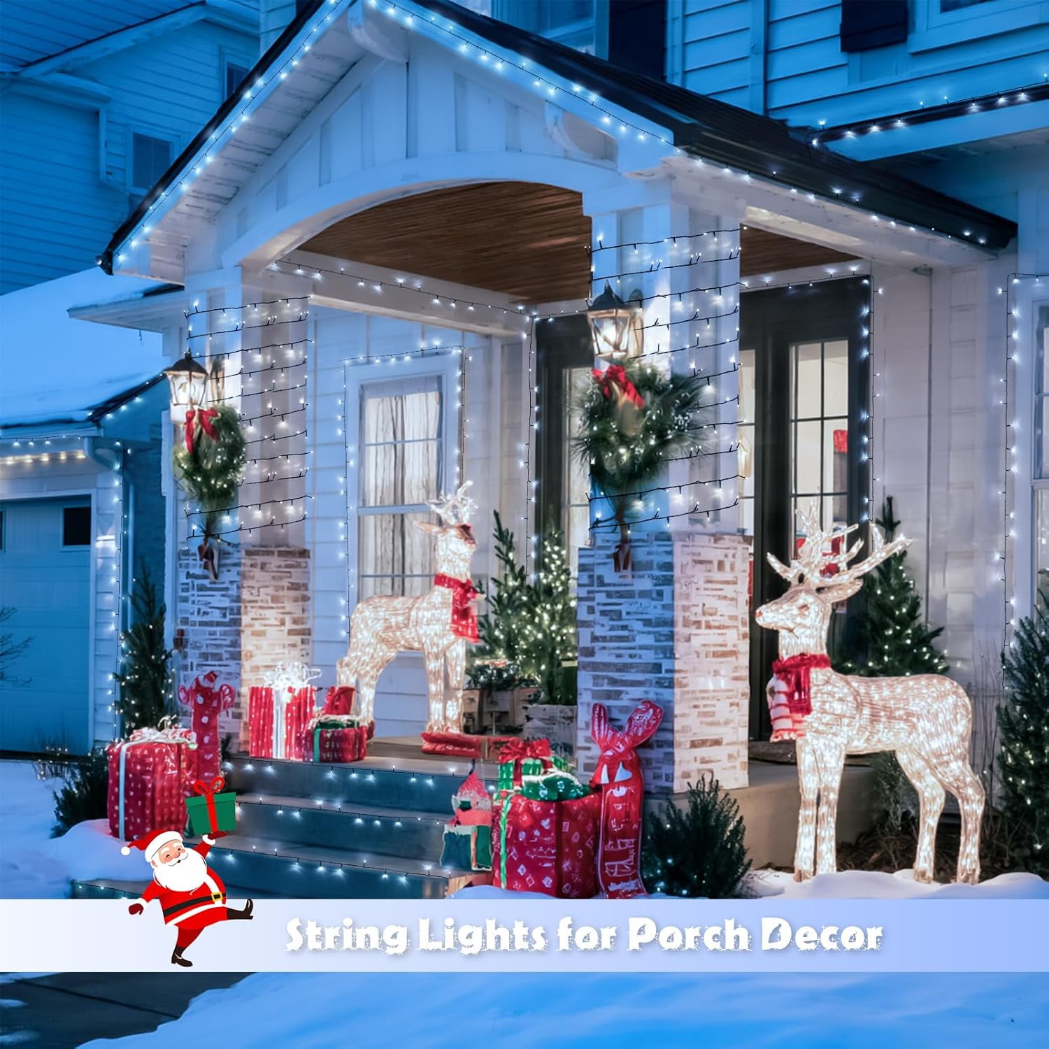 SHIQI-2 Pack White Solar Christmas Lights, Total 200 LED 66 FT Solar ...