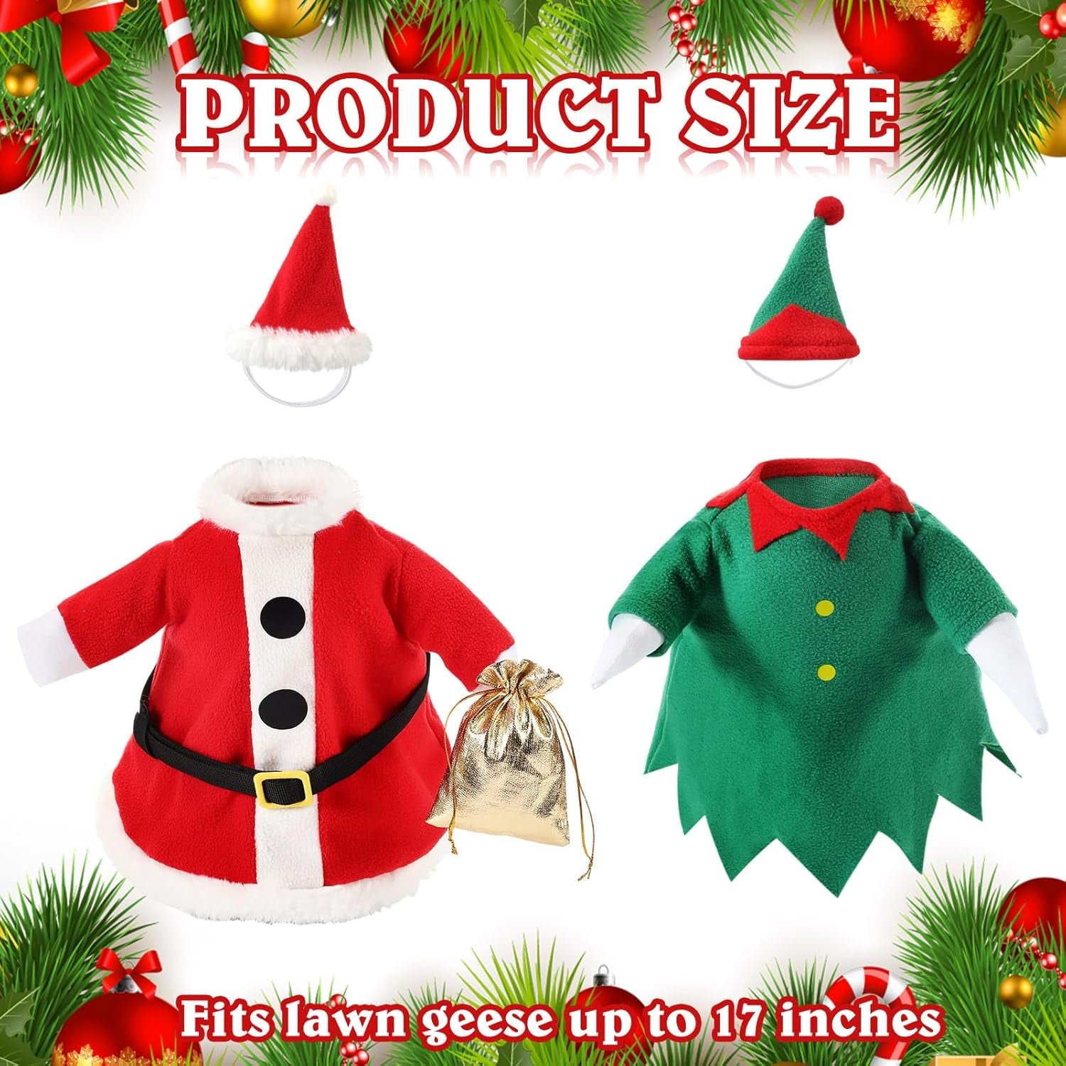 SHIQI-2 Set Christmas Goose Outfit Lawn Porch Goose Clothes Christmas ...
