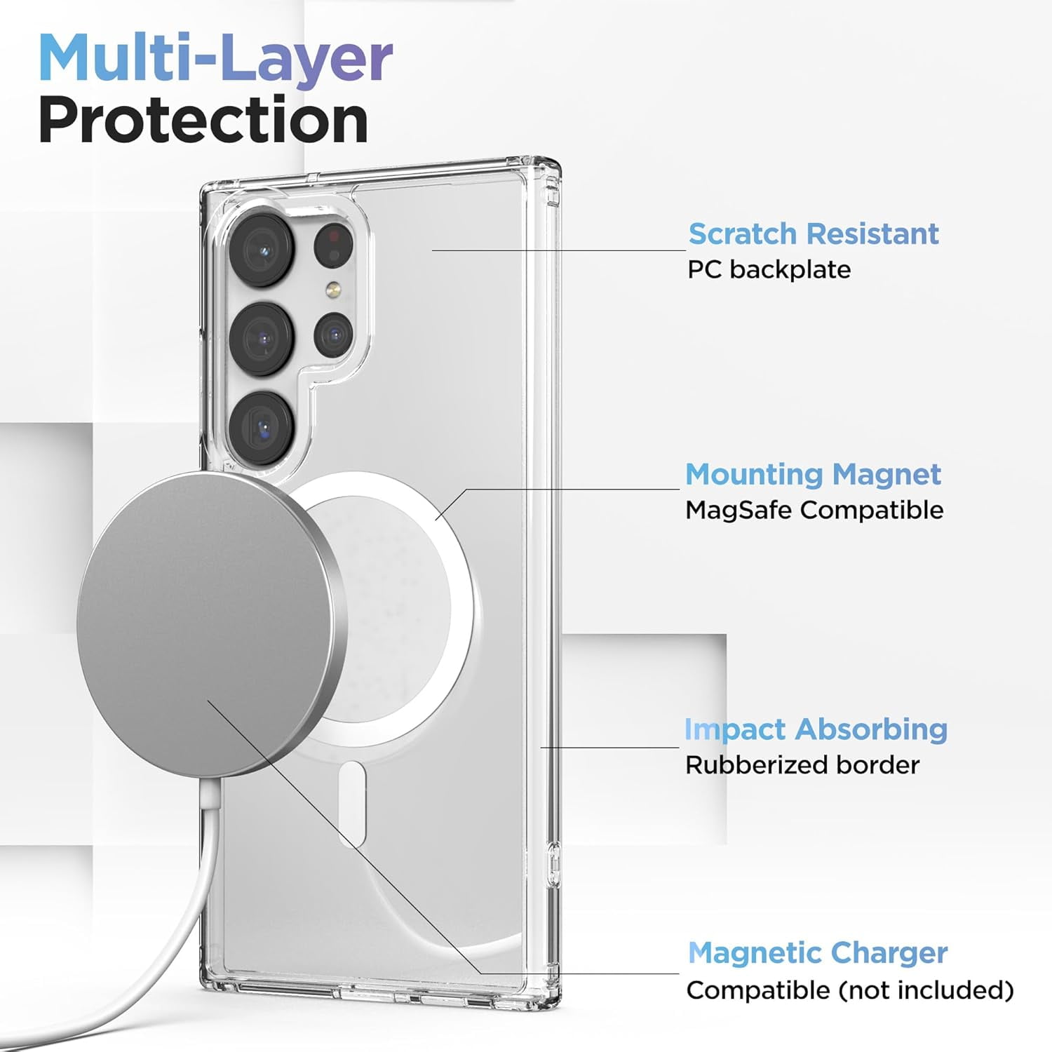 SHIQI-2-in-1 MAG Case with Wireless Charger for Samsung Galaxy S24 ...