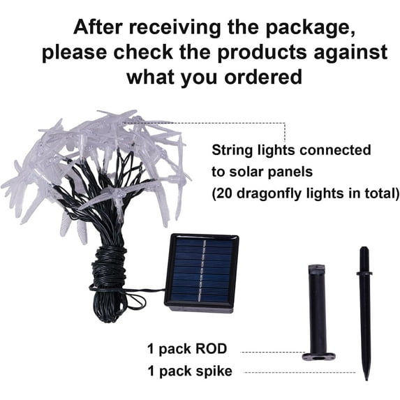 SHIQI-20 LED Dragonfly Solar Lights, 8 Modes Waterproof Christmas ...