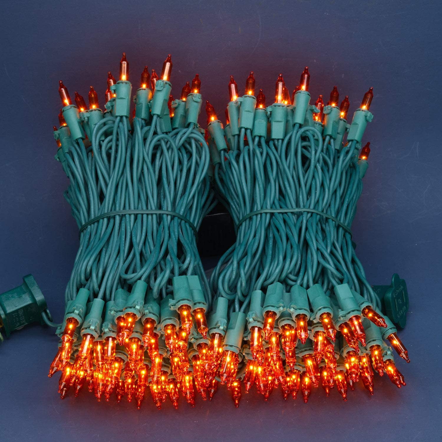 SHIQI-200 Count Orange Christmas Lights, Pack of 2 Strands 100 Count 33 ...