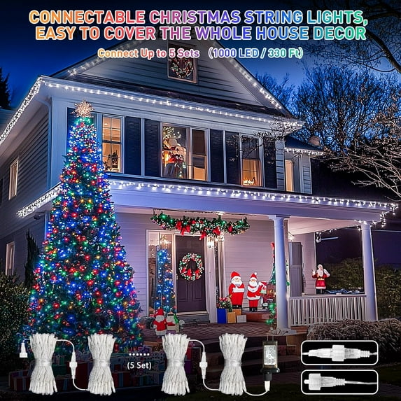 SHIQI-200 LED Christmas String Lights Outdoor Waterproof, 66ft Color ...