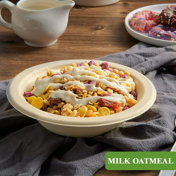 SHIQI-200 Pack 12 OZ Paper Bowls, Disposable Compostable Bulk, Eco ...