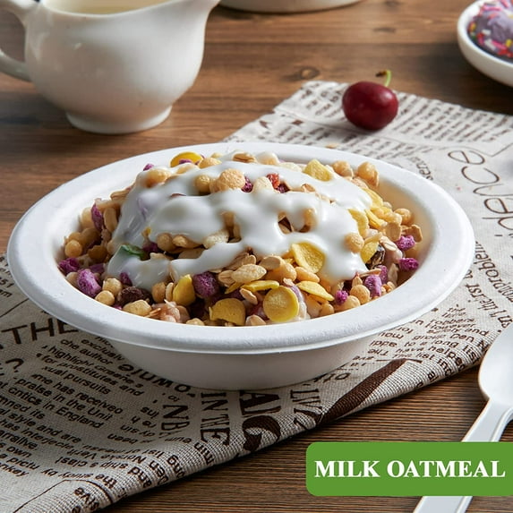 SHIQI-200 Pack 16 OZ Paper Bowls, Disposable Compostable Bulk, Eco ...