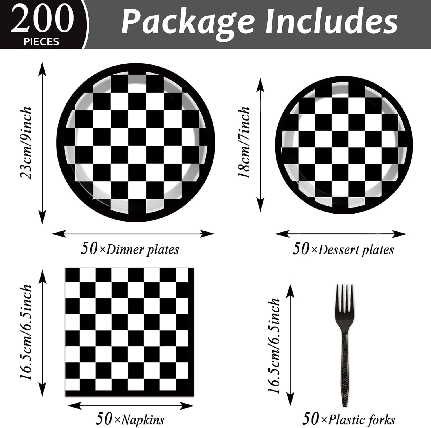SHIQI-200 Pcs Checkered Flag Party Supplies Black and White Checkered ...
