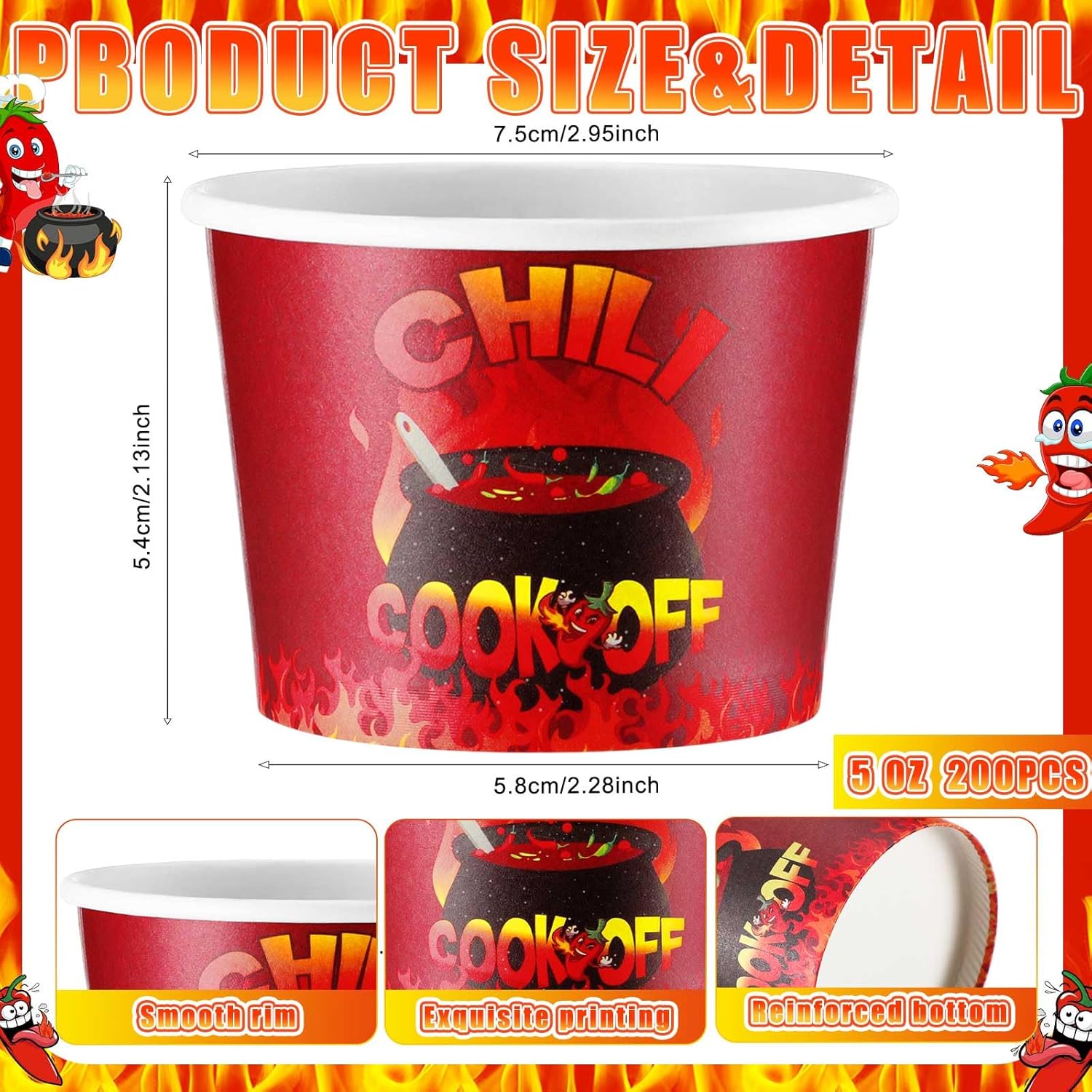 SHIQI-200 Pcs Chili Cook off Party Decorations Disposable Chili Cook ...