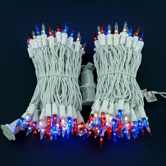 SHIQI-200 Red, White & Blue Christmas Lights, Pack of 2 Sets 33 Feet ...
