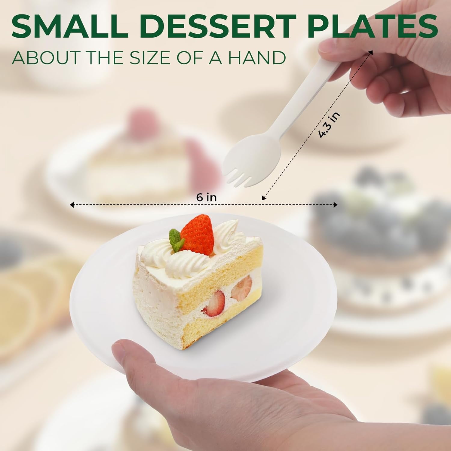 SHIQI-200PCS (100Sets) Disposable Dessert Paper Plates Set, (100PCS 6 ...