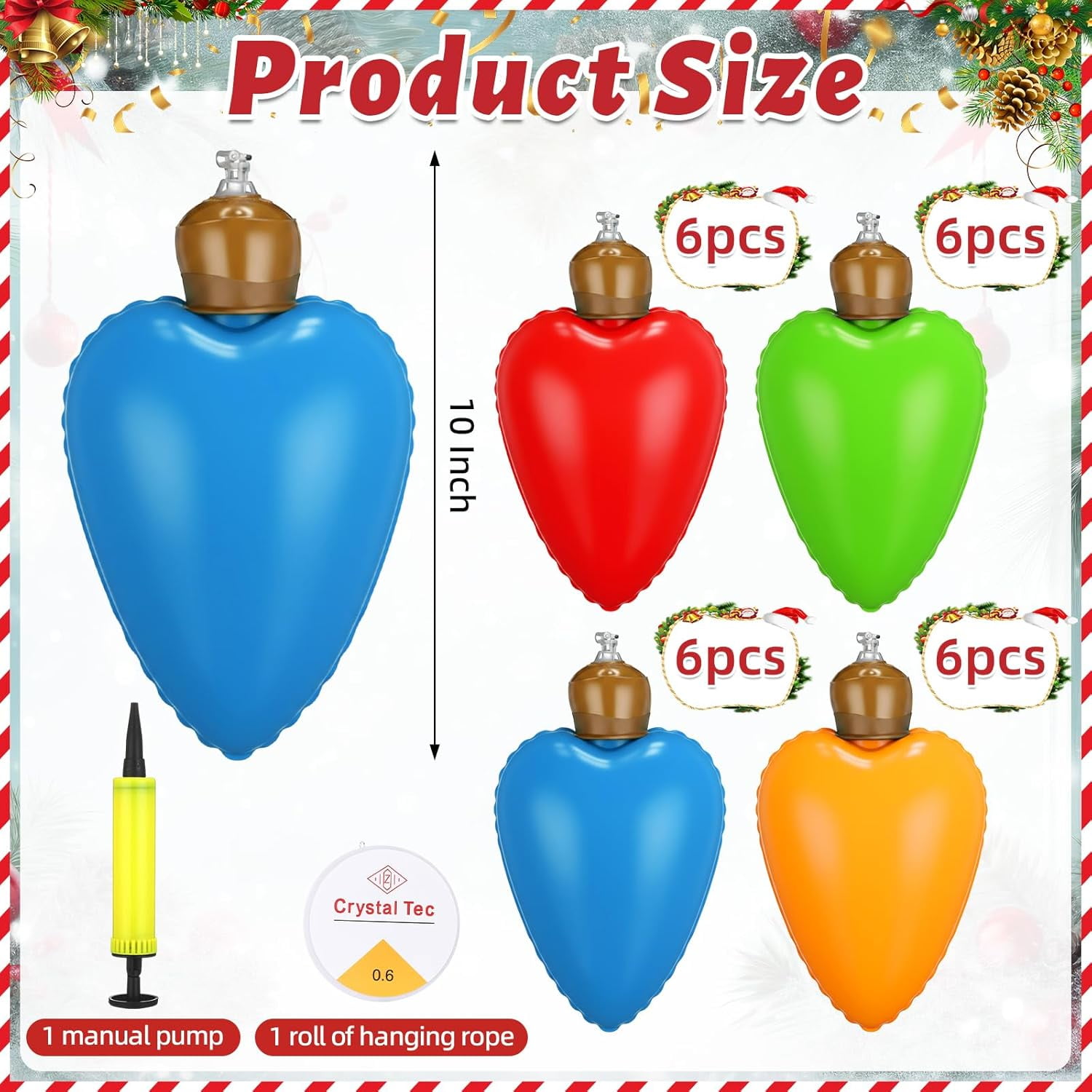 SHIQI-24 Pcs 10 Inch Inflatable Christmas Ball Decorations Inflatable ...