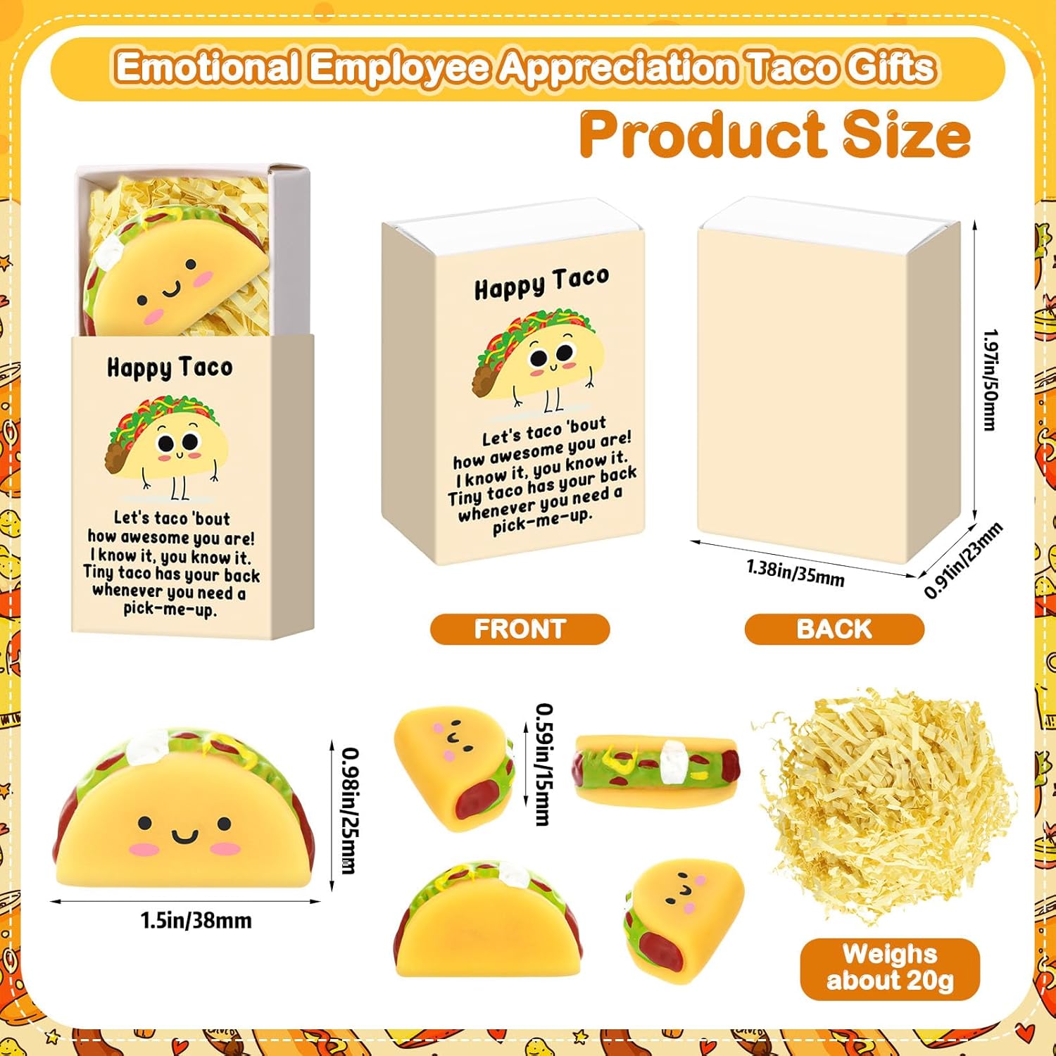 SHIQI-24 Sets Taco Appreciation Gifts Cute Stress Balls with Support ...