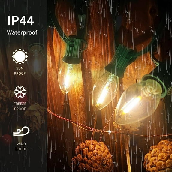 SHIQI-25FT C7 Christmas Lights Outdoor, Warm White LED String Lights ...
