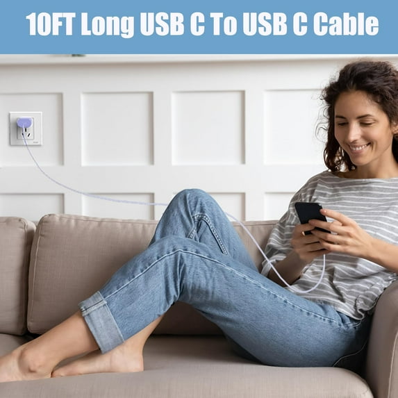 SHIQI-25W Super Fast Charging Cord Type C Block &10Ft USB C Android ...