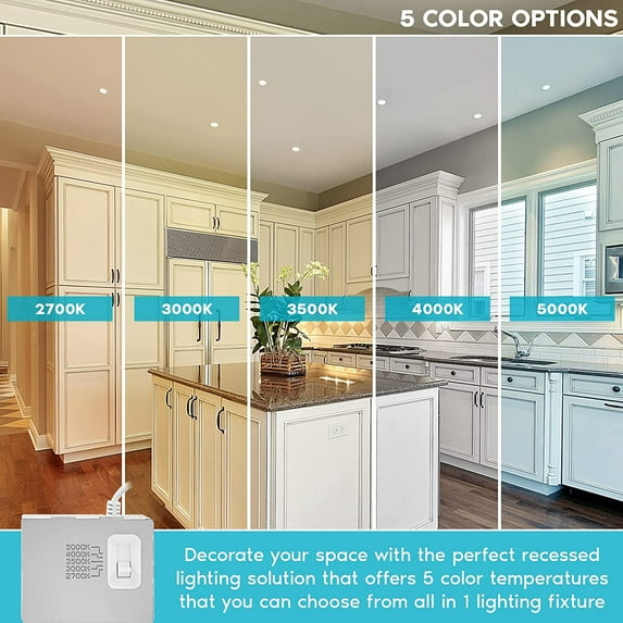 SHIQI-3 Inch Ultra Thin LED Recessed Lighting, 6W, 5 Color Selectable ...