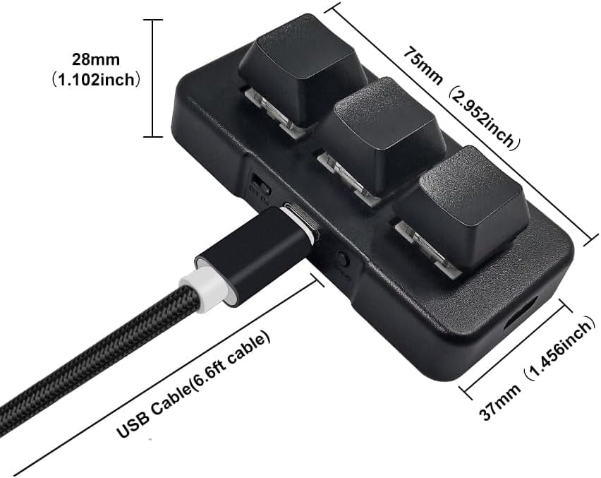 SHIQI-3-Key Mini Keypad USB Type C Wired Mechanical Gaming Keyboard Hot ...