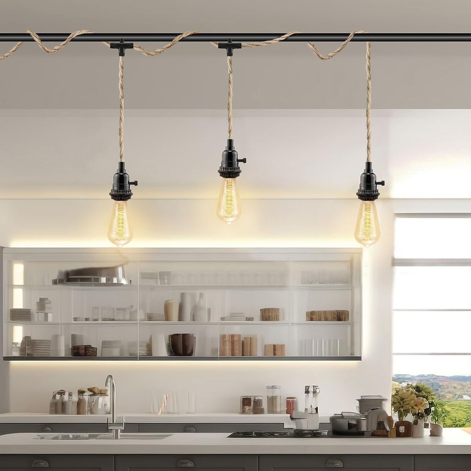 SHIQI-3 Light Plug in Pendant Light Cord, 25FT Hanging Lights with Plug ...
