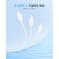 SHIQI-3-Pack Long USB A to USB C Cable 10ft in White, Support Apple ...