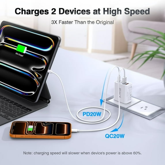 SHIQI-[3-Pack] USB C Wall Charger,40W Fast USB C Charger Block,4-Port ...