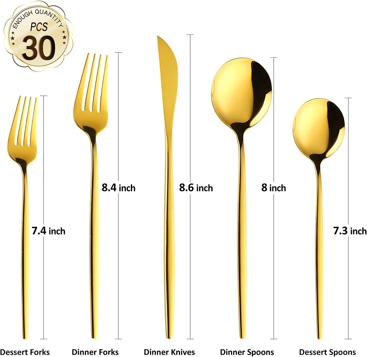 SHIQI-30-Pieces Gold Flatware Set, Gold Silverware Set for 6,Tableware ...