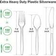 SHIQI-300 Count Extra Heavy Duty Clear Plastic Silverware, 100 Forks ...