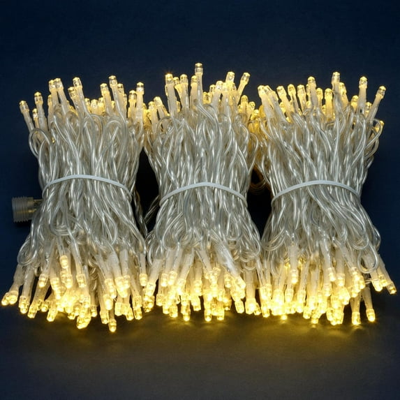 SHIQI-300 Count Warm White Christmas Lights, 100 Feet Wide Angle 5mm ...