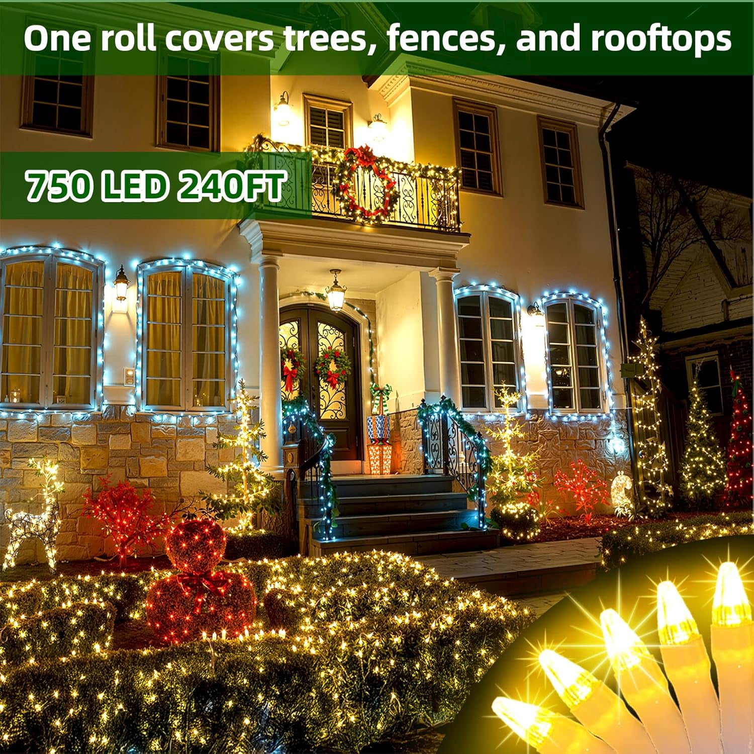 SHIQI-300LED Chrstmas Lights, 75ft Indoor Outdoor Christmas String ...