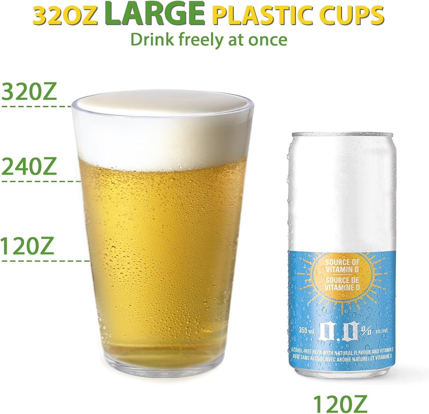 SHIQI-32 OZ Large Plastic Cups ReusableShatterproof Drinking Glasses ...