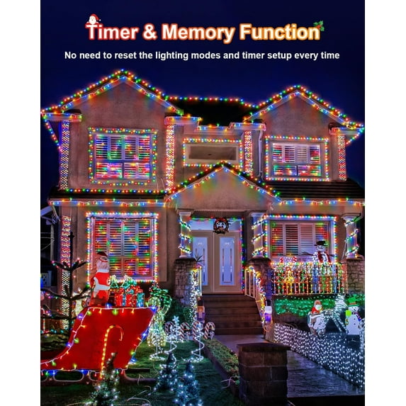 SHIQI-355FT Multicolor Christmas Lights Outdoor,900 LED Extra Long ...
