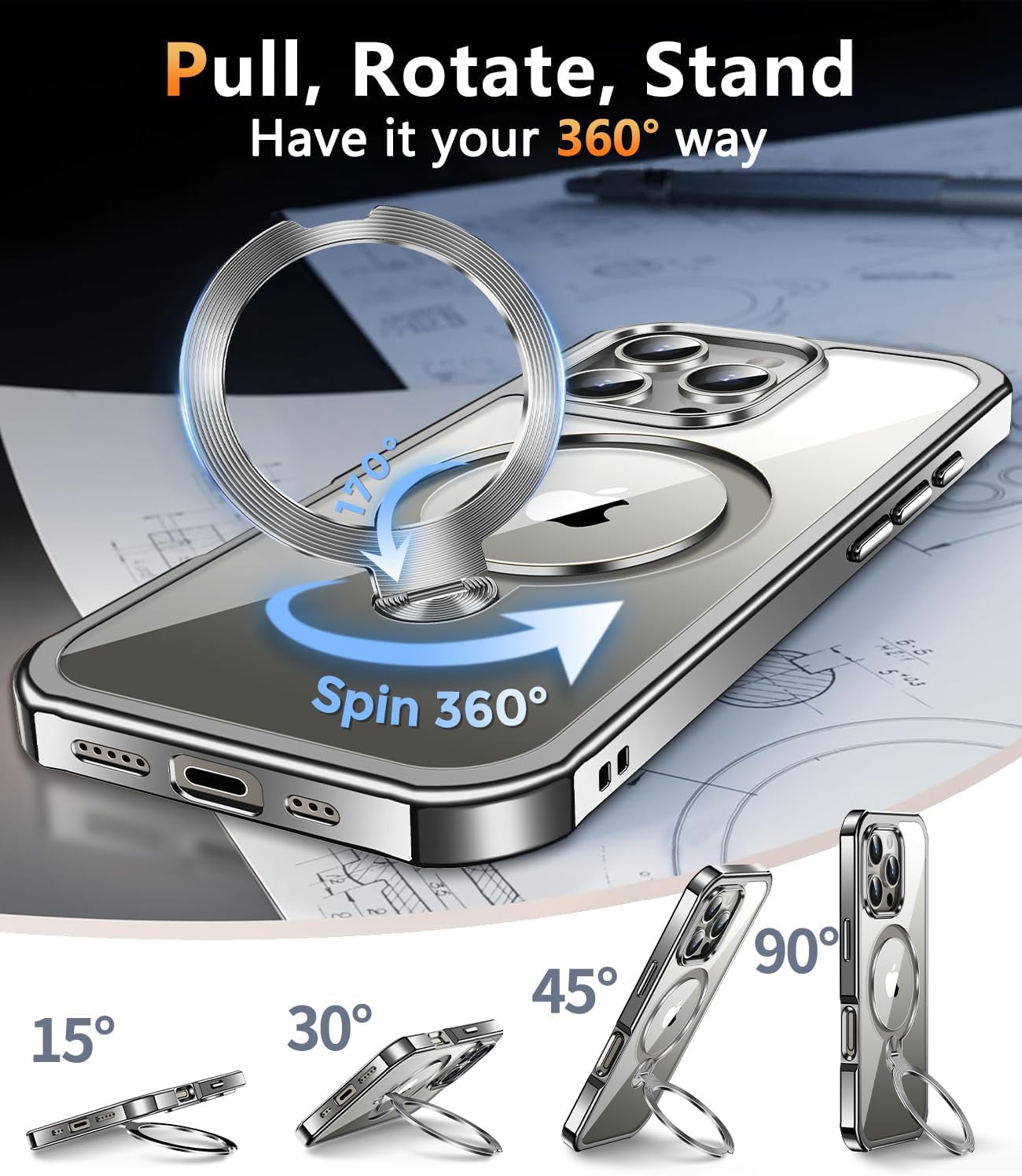 SHIQI-[360° Rotatable CD Stand & Built-in Privacy Screen Magnetic Case ...