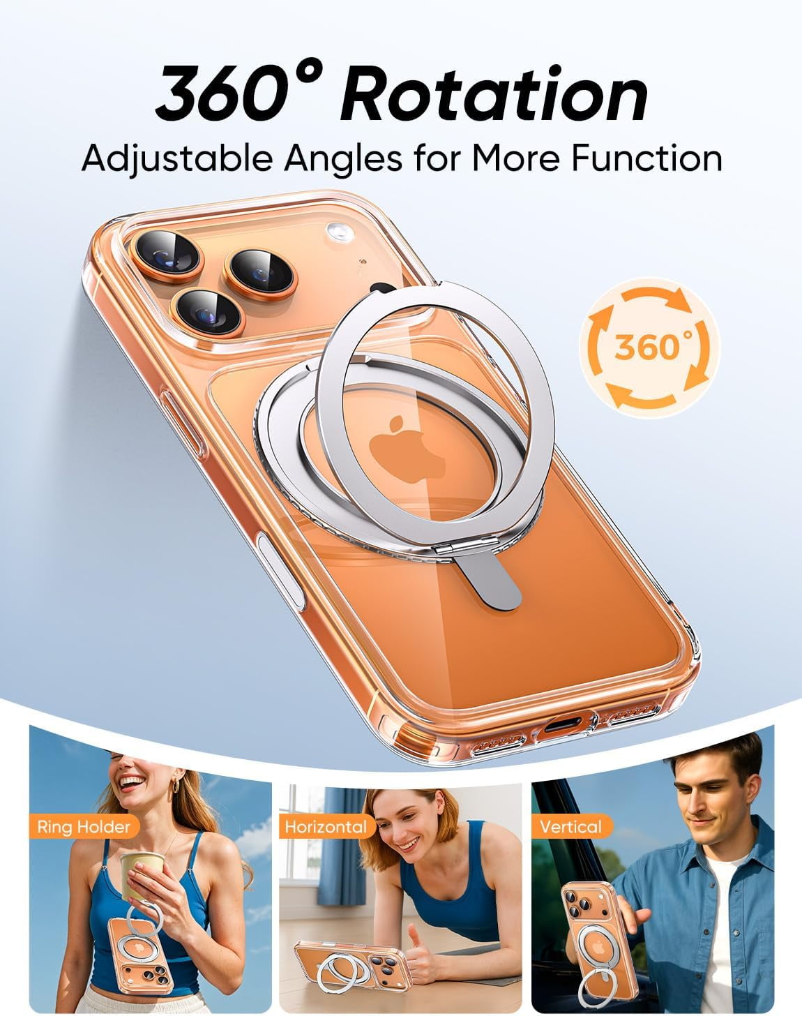 SHIQI-360° Rotatable Magnetic Invisible Stand for iPhone 17 Pro Max ...