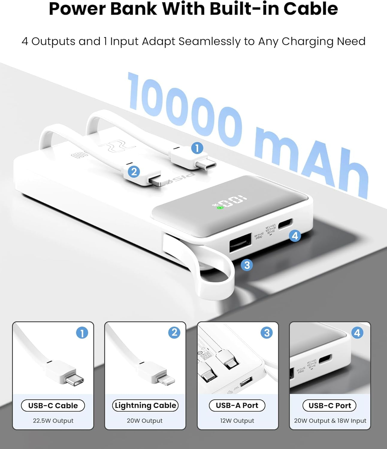 SHIQI-3C Certified Power Bank - 10000mAh 22.5W CCC Power Bank with ...